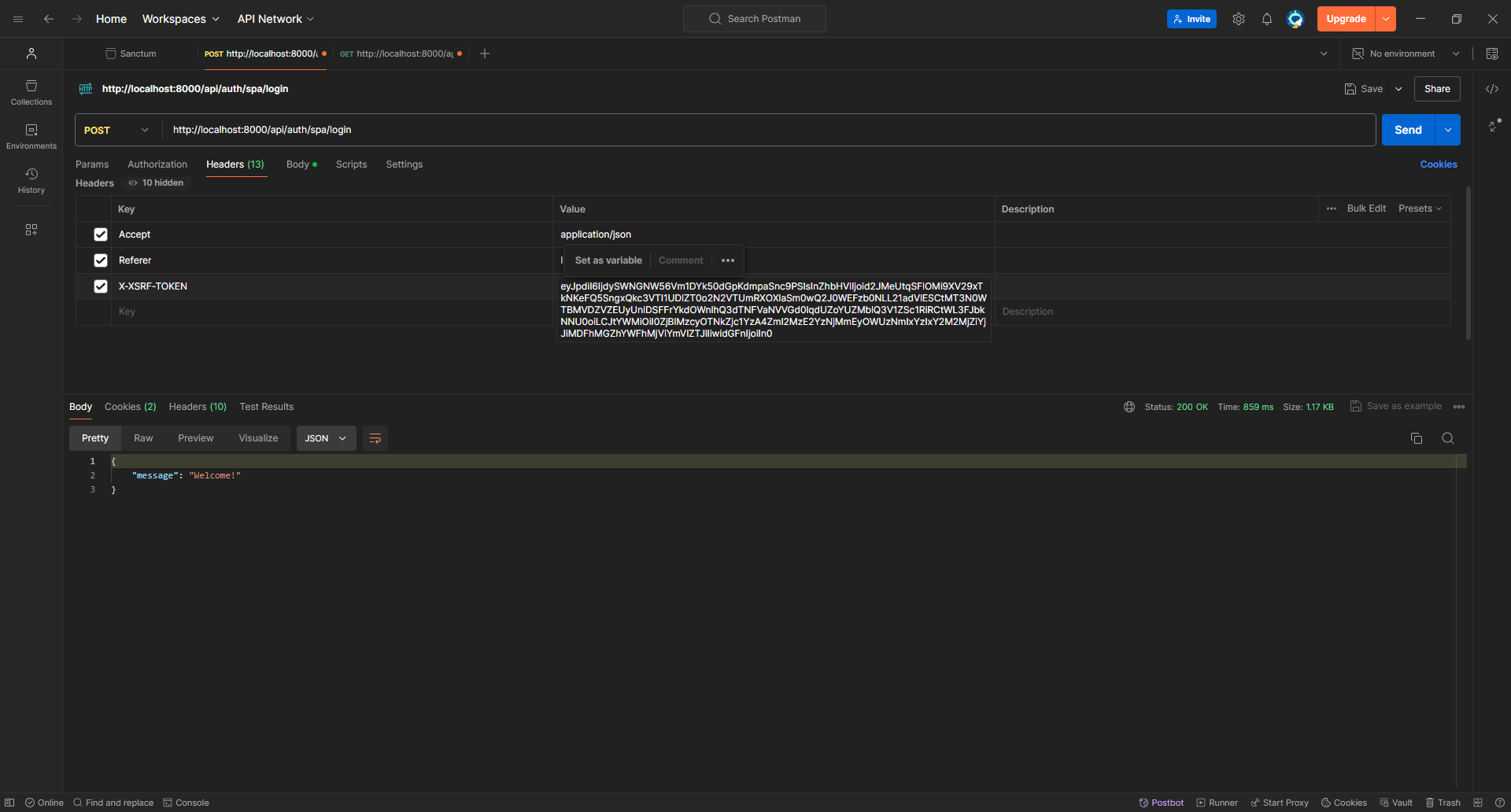 Cookie-based authentication with Laravel Sanctum