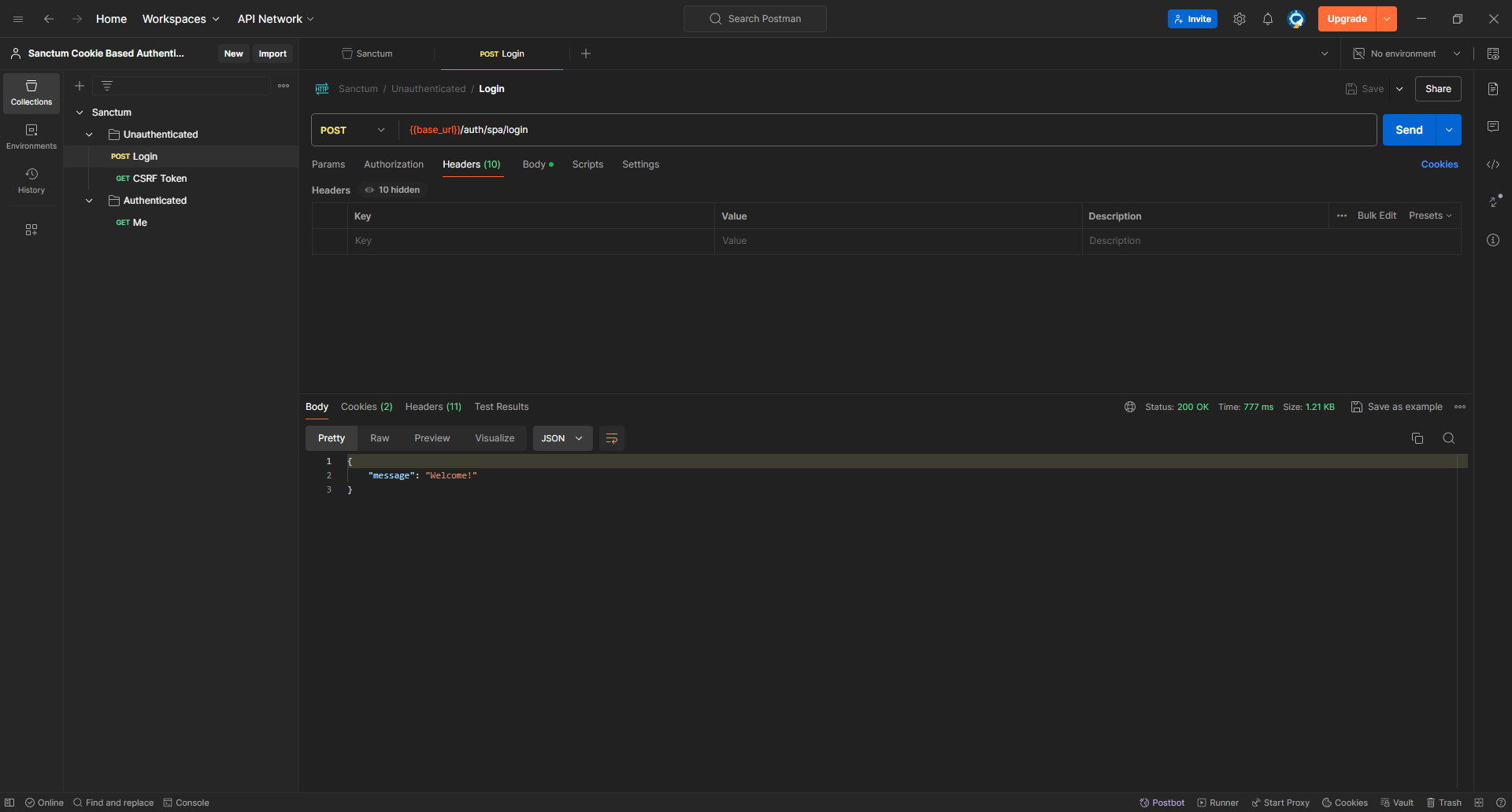 Cookie-based authentication with Laravel Sanctum