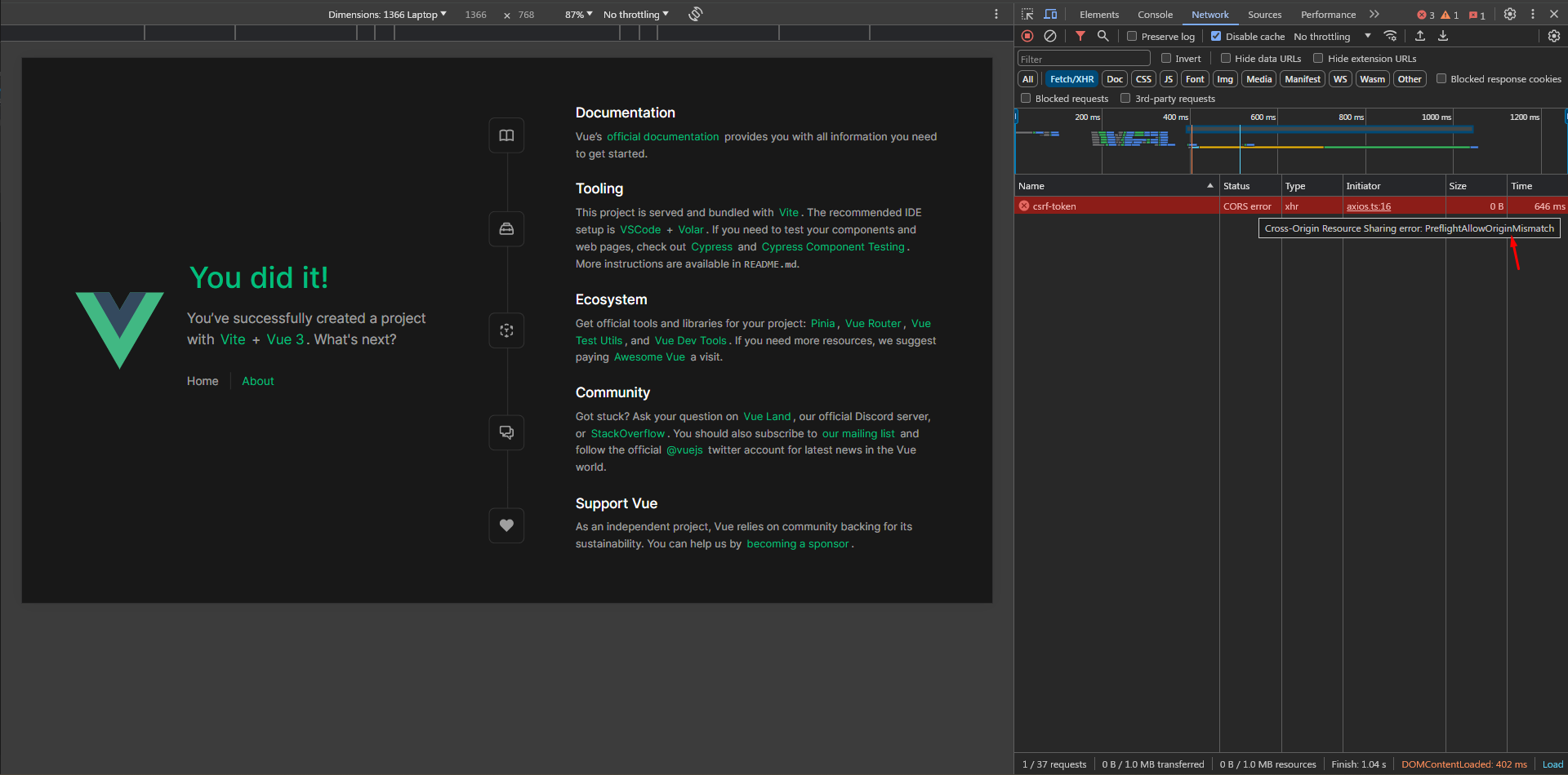 Cookie-based authentication with Laravel Sanctum