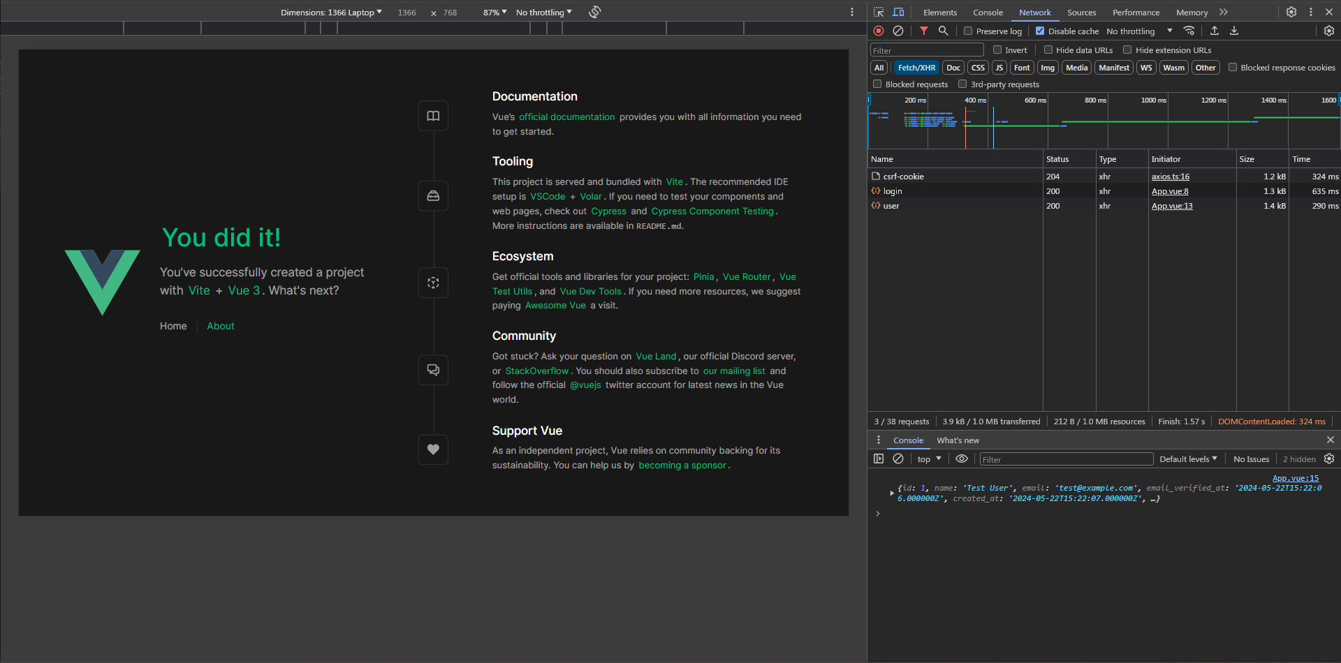 Cookie-based authentication with Laravel Sanctum
