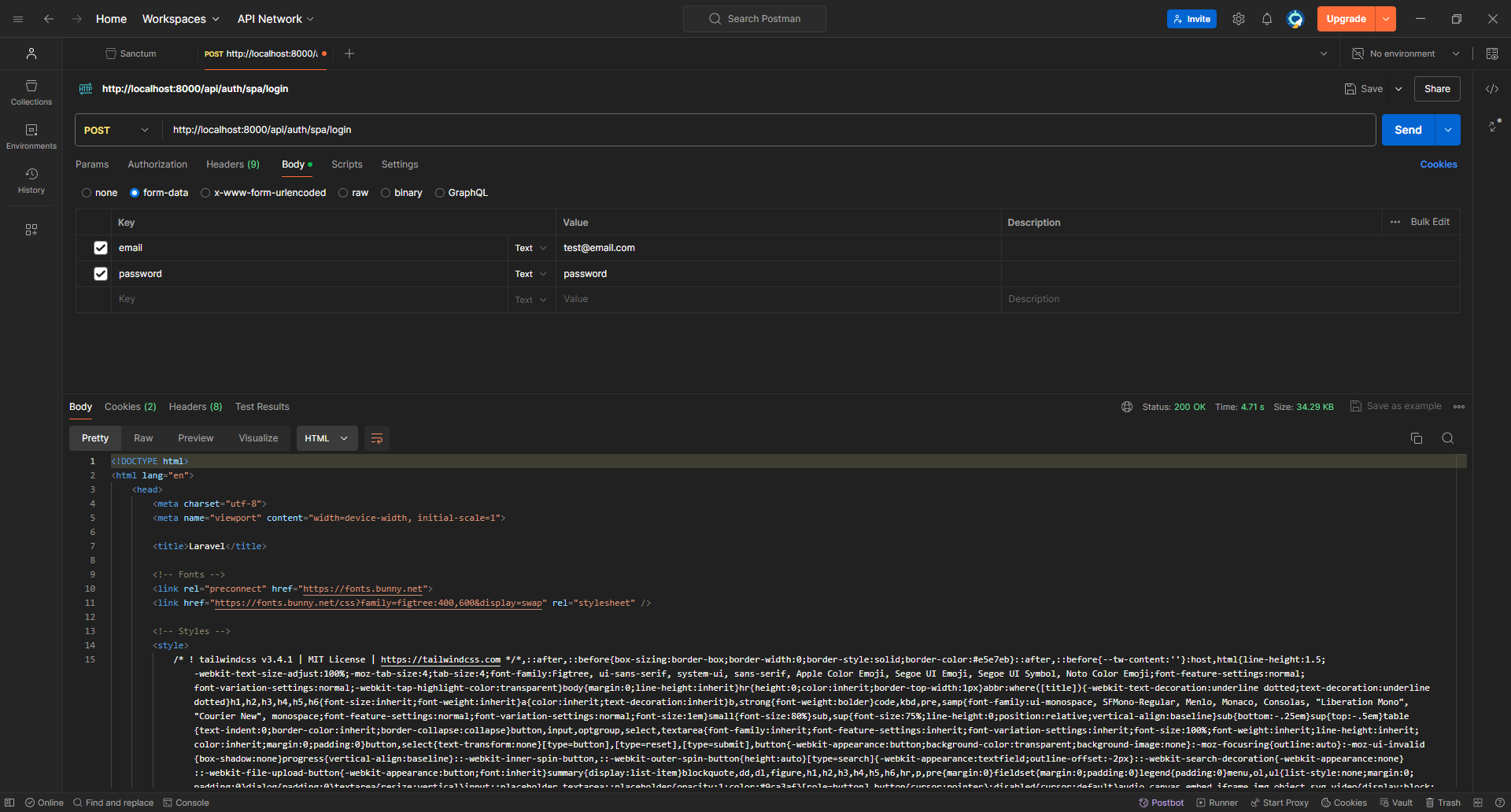 Cookie-based authentication with Laravel Sanctum