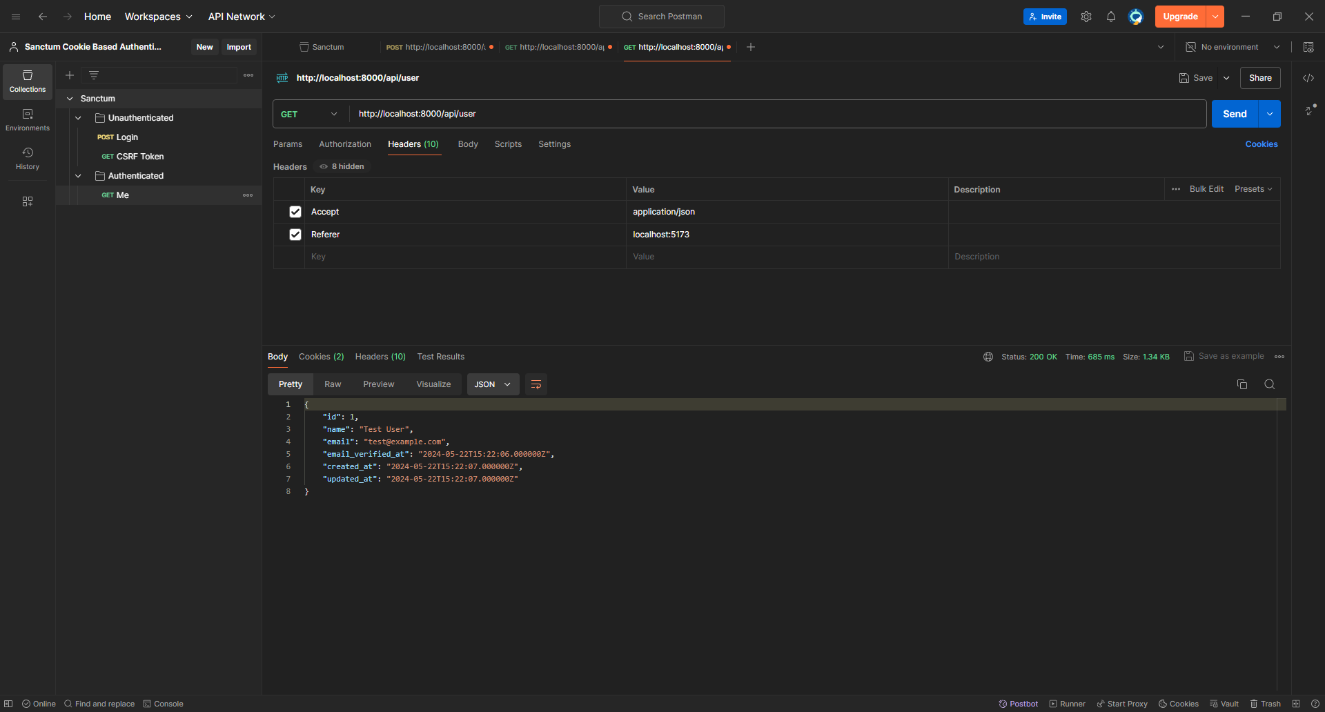 Cookie-based authentication with Laravel Sanctum