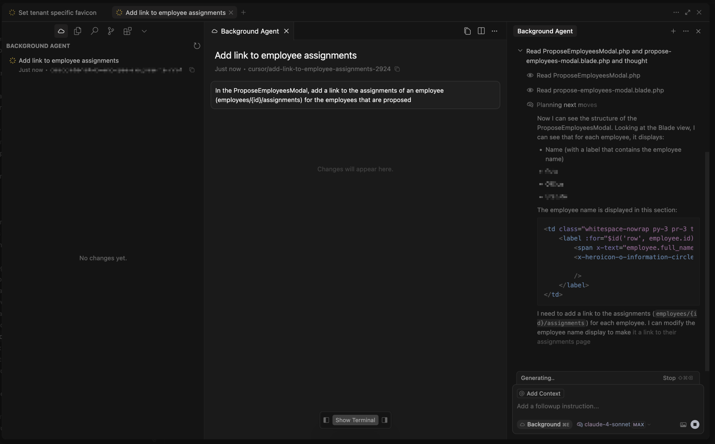 Using Cursor background agents